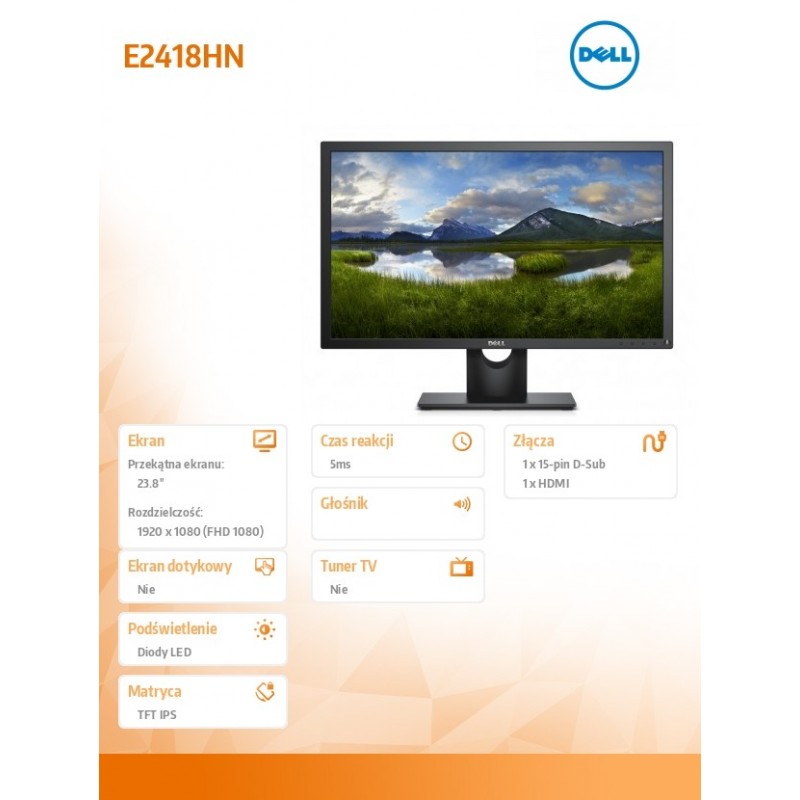 Dell Monitor 24 E2418HN IPS LED Full HD (1920x1080) /16:9/VGA/HDMI/5Y PPG